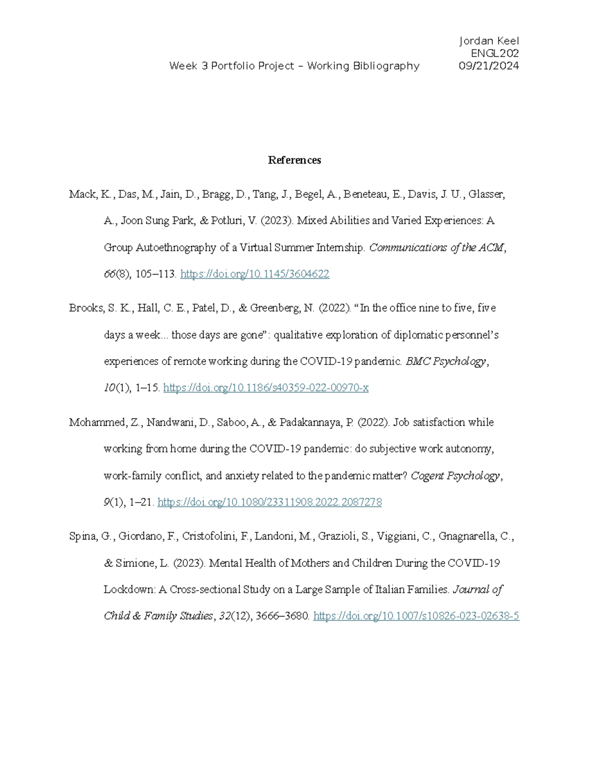 ENGL202 - Week 3 Portfolio Project - Working Bibliography - Jordan Keel ...