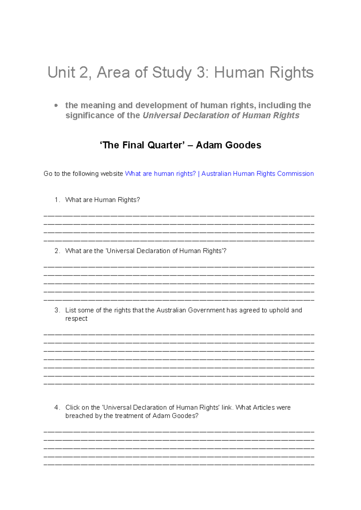 Unit 2: Human Rights and the Eddie Mabo Case Summary - Studocu