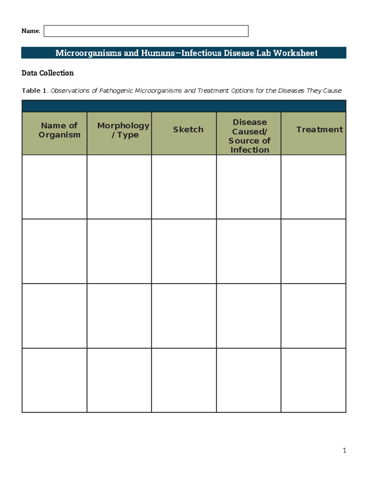 Bio215-Infectious Diseases-worksheet - Microorganisms and Humans ...