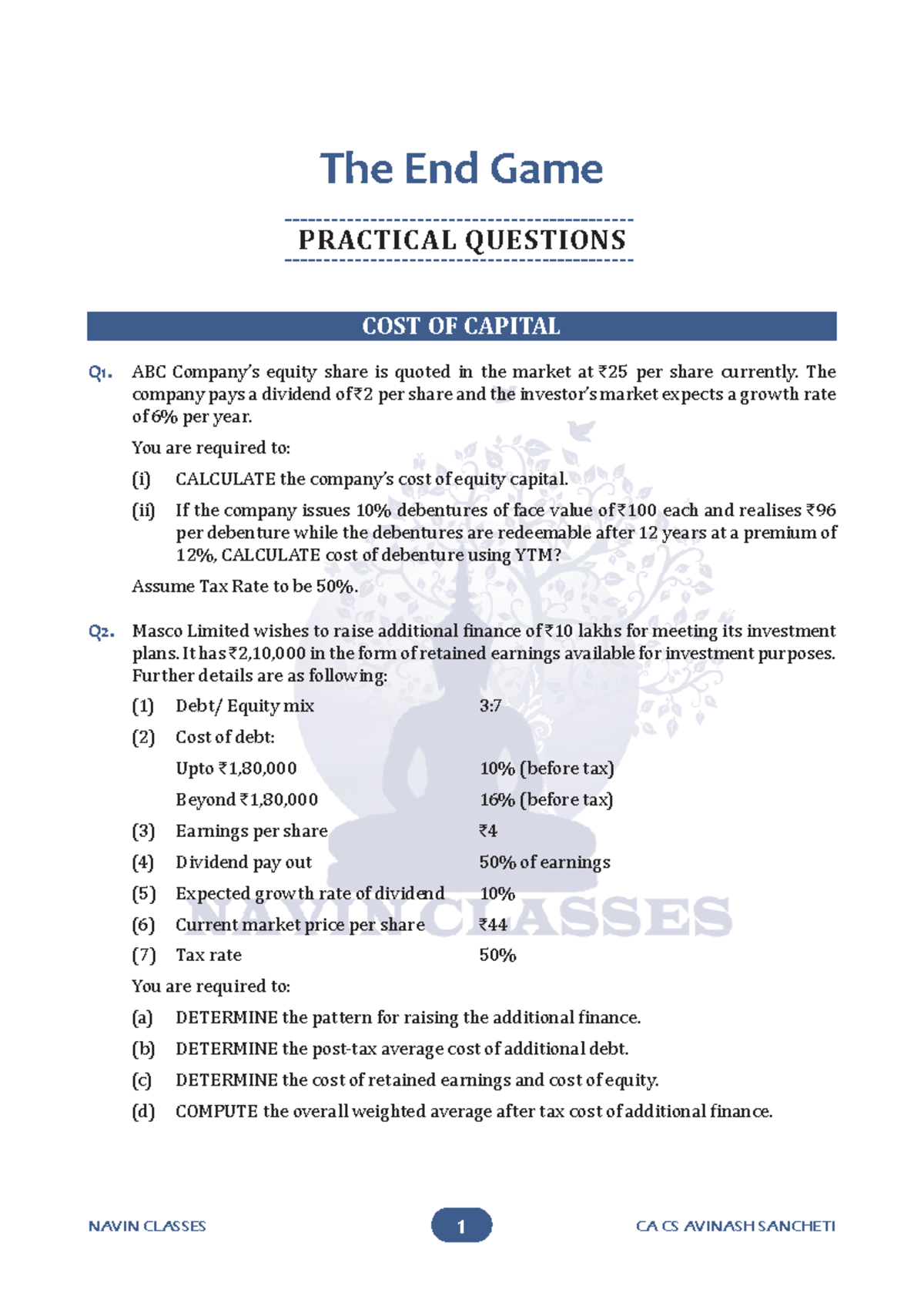 FM Questionnaire - Bcom 6th Semester Financial Management practice ...