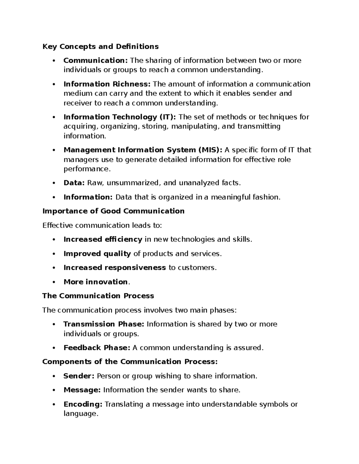 Key Concepts and Definitions in Communication and Decision Making (MGT ...