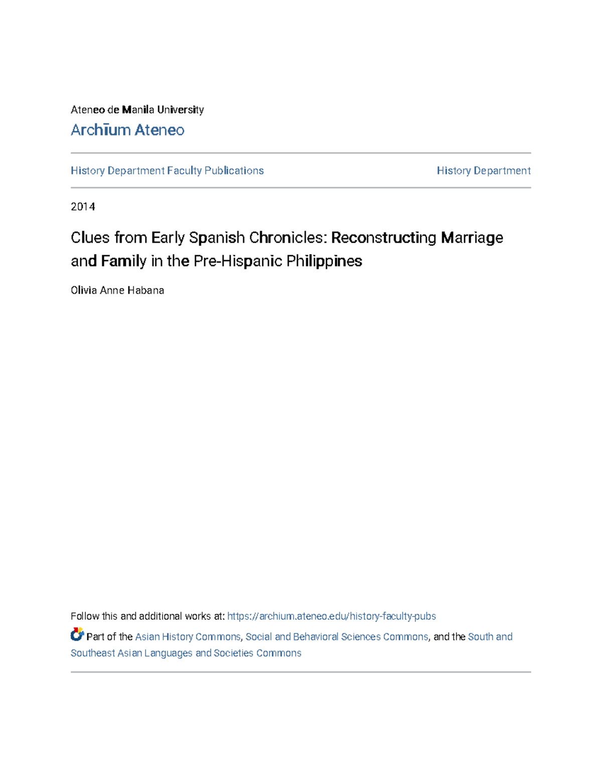 HIST 2014: Clues from Early Spanish Chronicles on Marriage in the ...