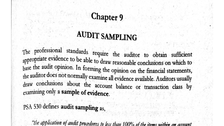 Chapter 9: Audit Sampling Techniques and Risk Assessment in Auditing ...