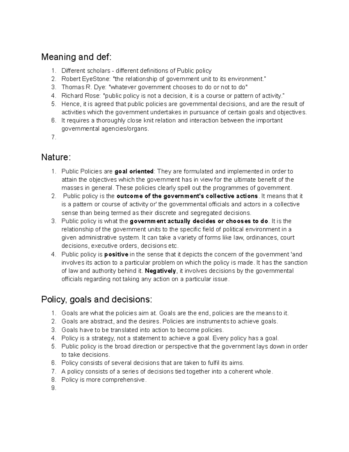 Public Policy Definitions and Governance Insights (PUBPOL 4) - Studocu