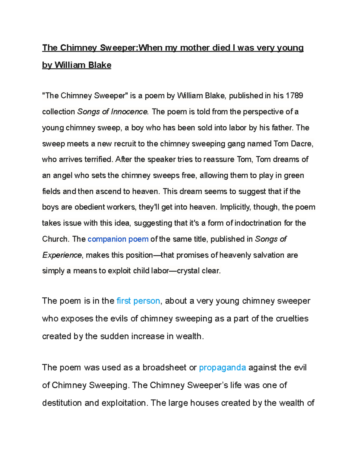 The Chimney Sweeper: Analysis of William Blake's Poem on Child Labor ...