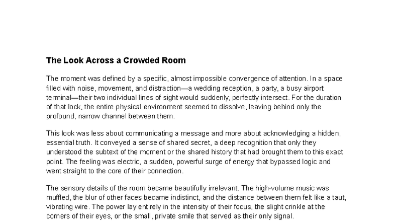 The Look Across a Crowded Room: A Moment of Connection - Studocu