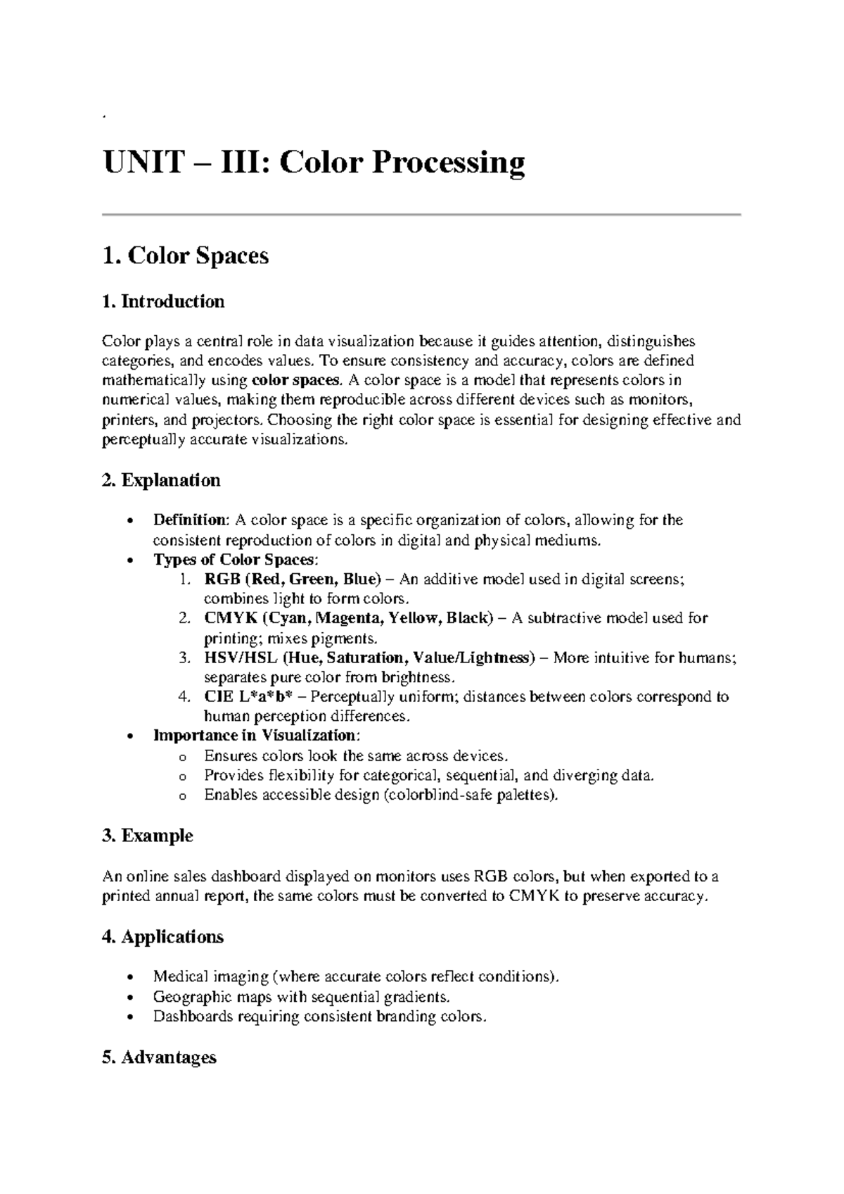Visual Analytics Unit 3: Color Processing and Visualization Techniques ...