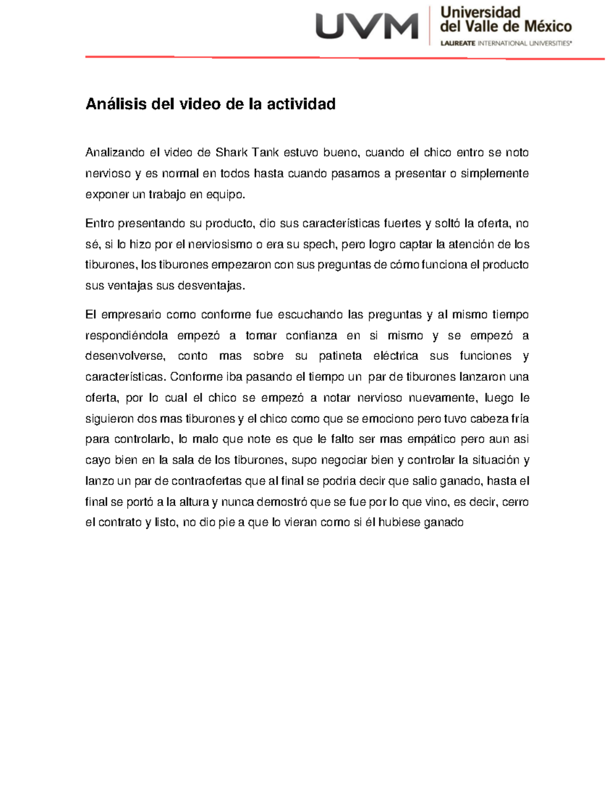 Análisis del Video de Shark Tank - A9 AOB - Studocu