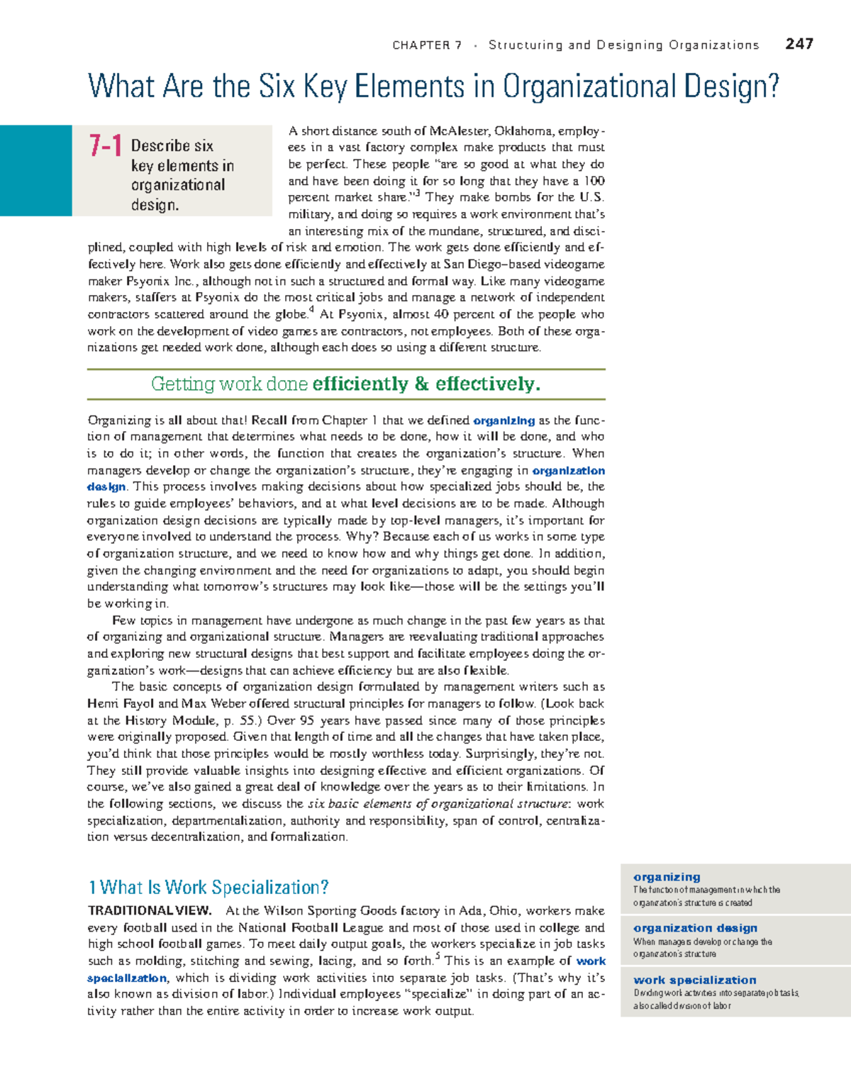 Chapter 7: Key Elements of Organizational Design and Structure - Studocu