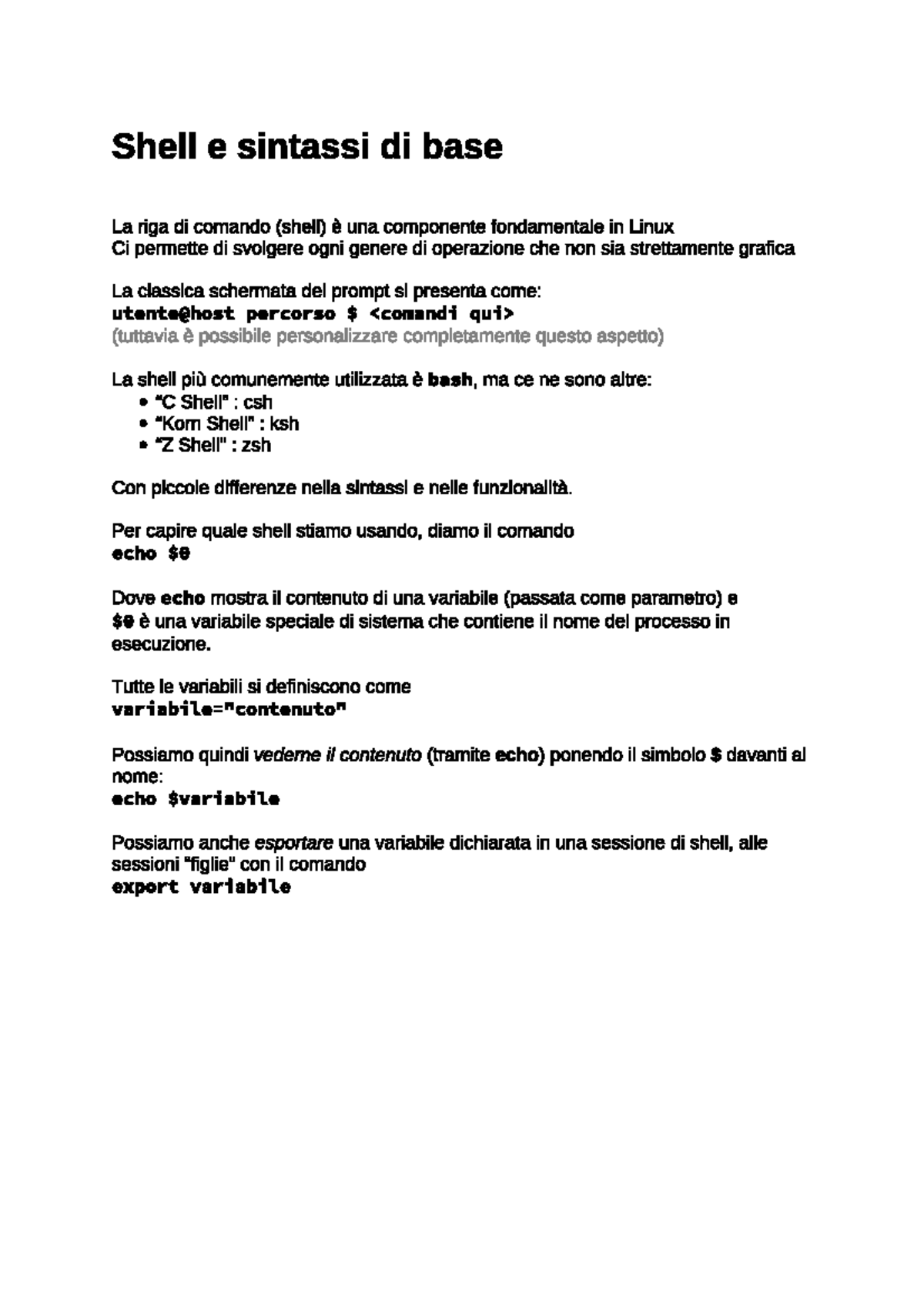 Apuntes Linux 2: Shell e Sintassi di Base - Studocu