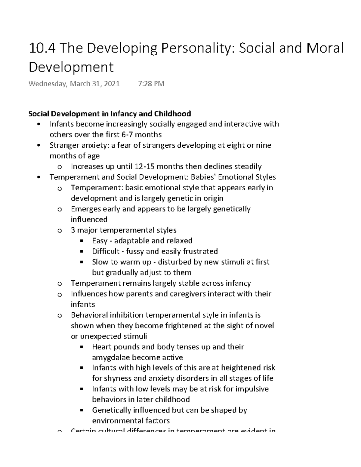 10.4 The Developing Personality Social and Moral Development - Social ...