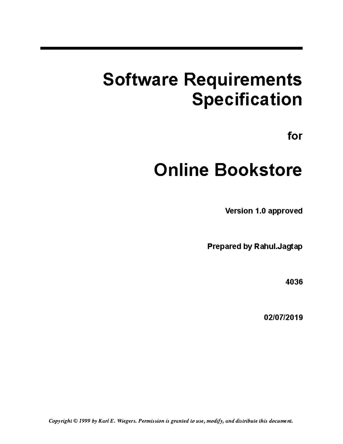 SRS for Online Bookstore - CSE 4036 Version 1.0 - Studocu