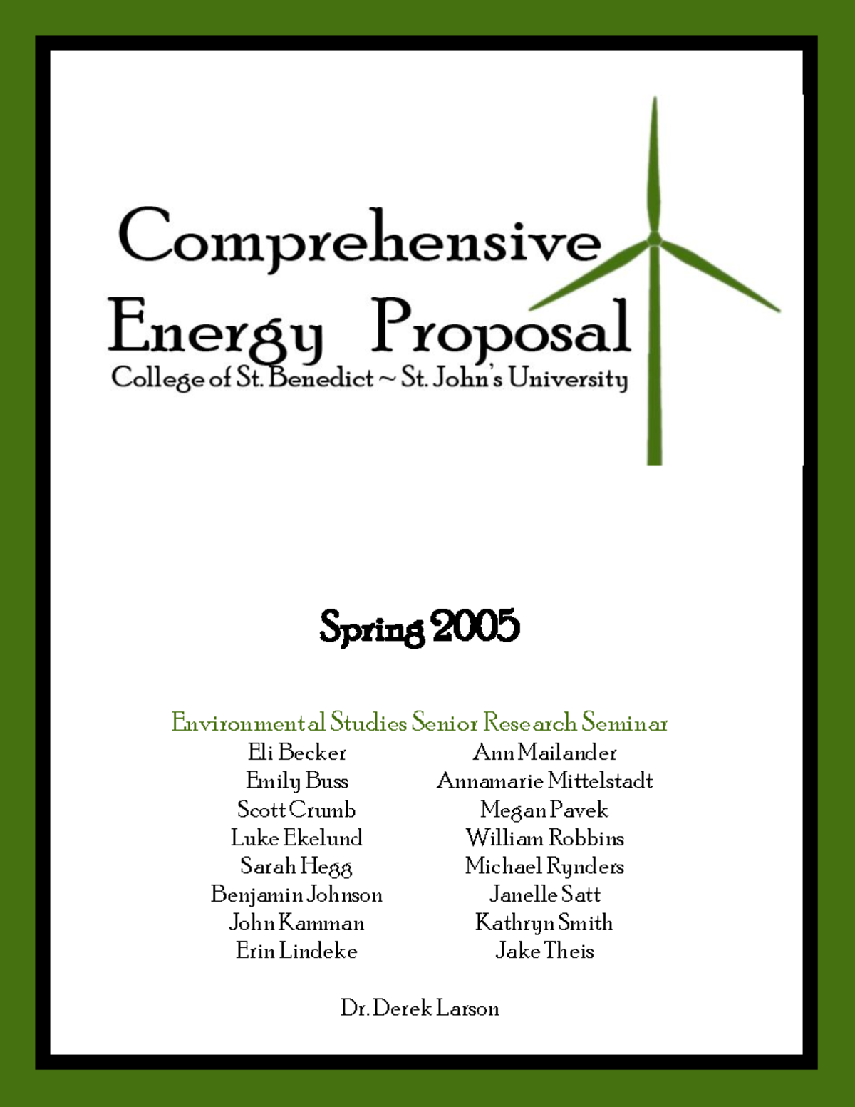 Final Comprehensive Energy Proposal - Spring 2 005 Environmental ...