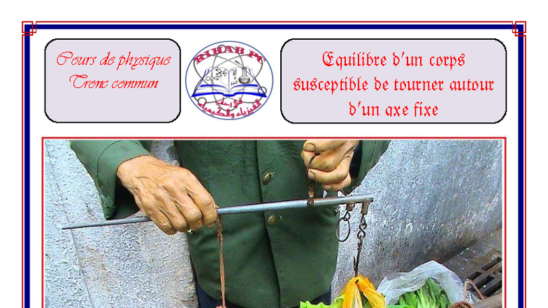 Cours de Physique TC Fr : Équilibre et Moment de Force - Studocu