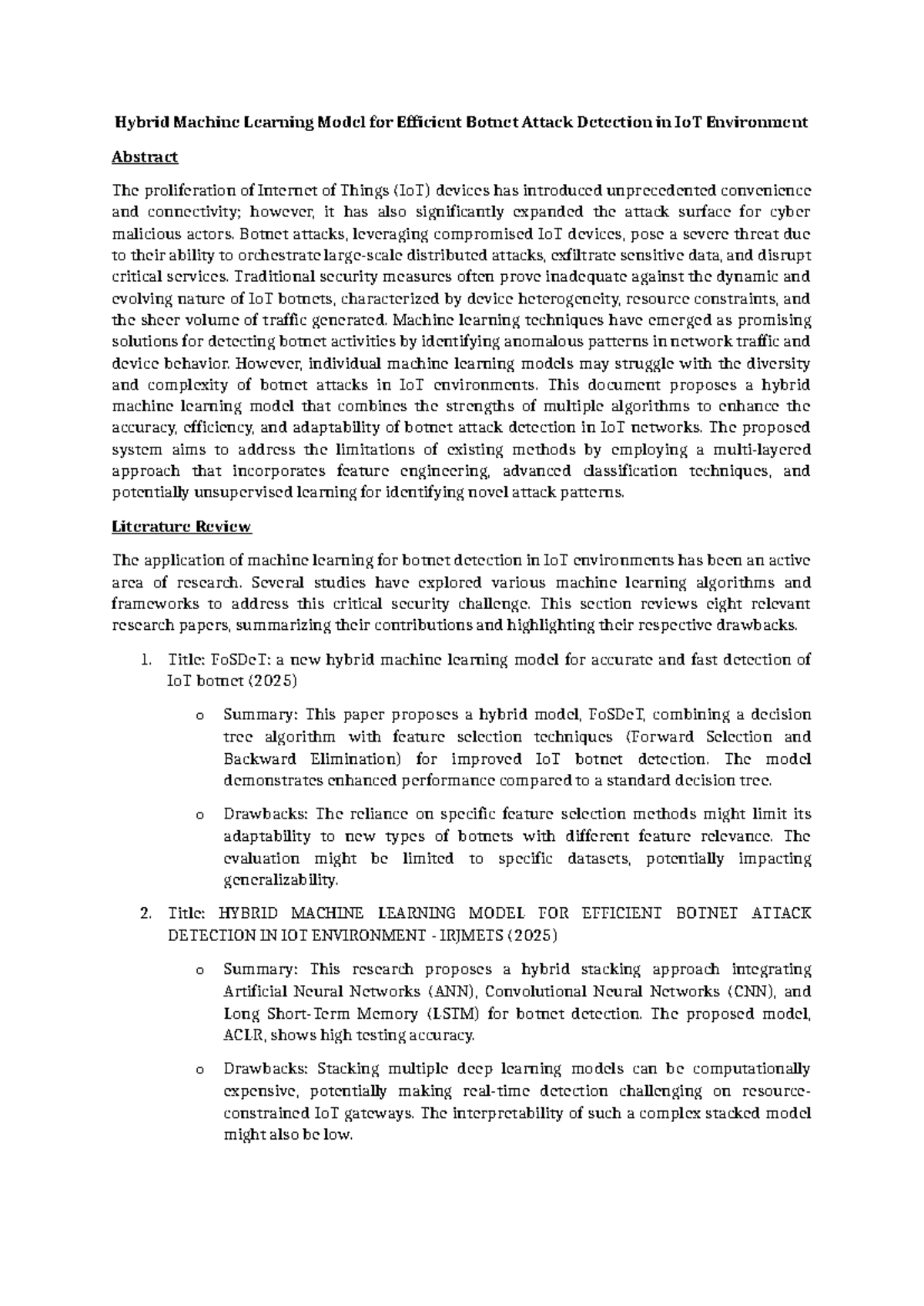 Hybrid ML Model for Efficient Botnet Detection in IoT Environments ...