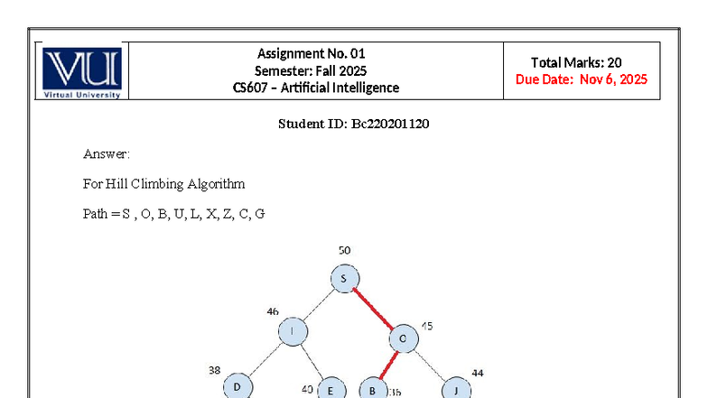 CS607 Solution - Artificial Intelligence - Assignment No. 01 Semester ...