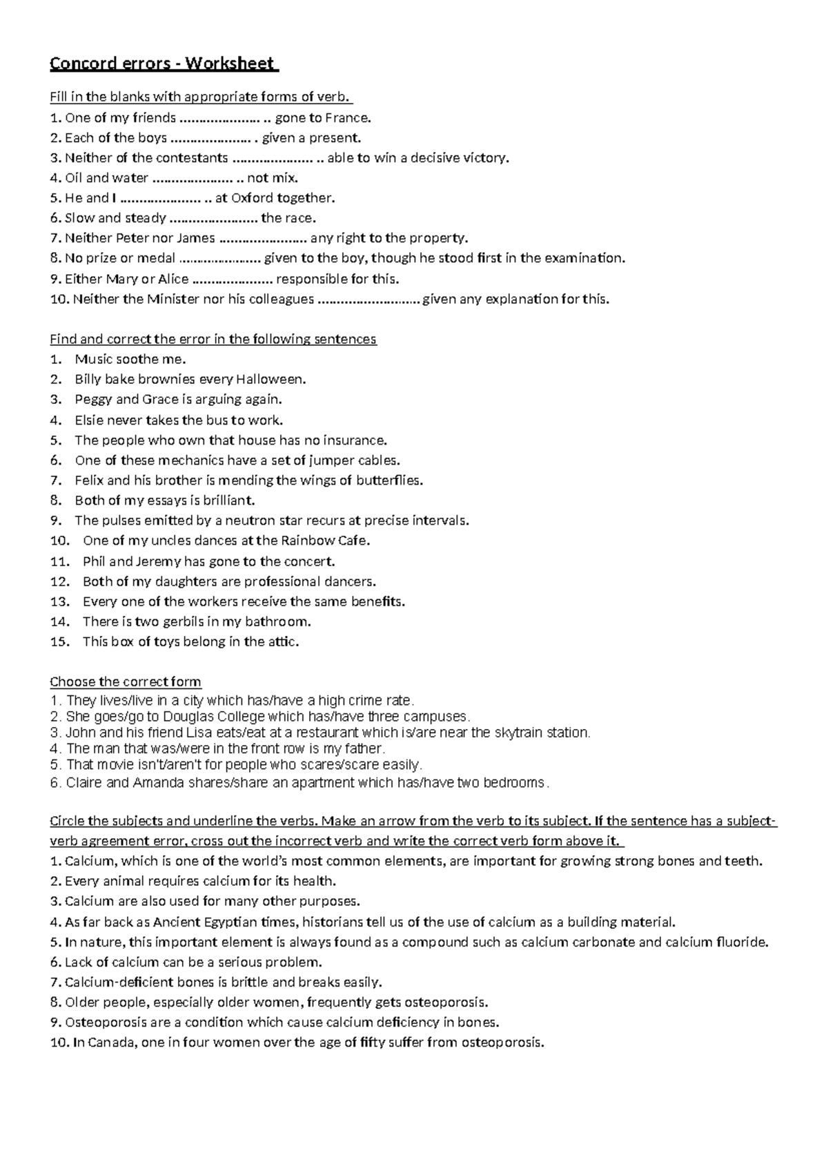 Concord Errors - Class Notes for English 101 - Studocu