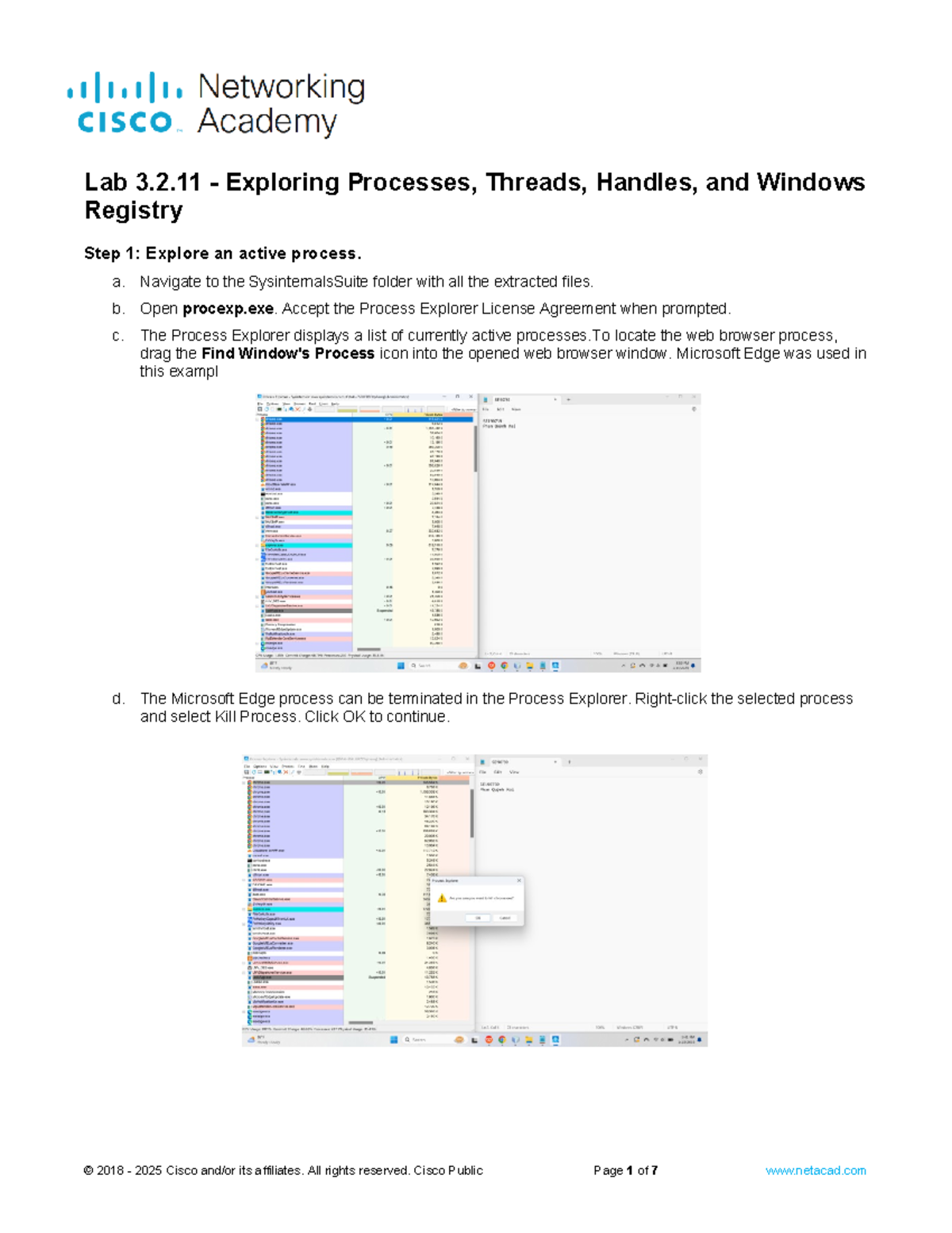 3.2.11 Lab - Exploring Processes, Threads, Handles & Windows Registry - Studocu