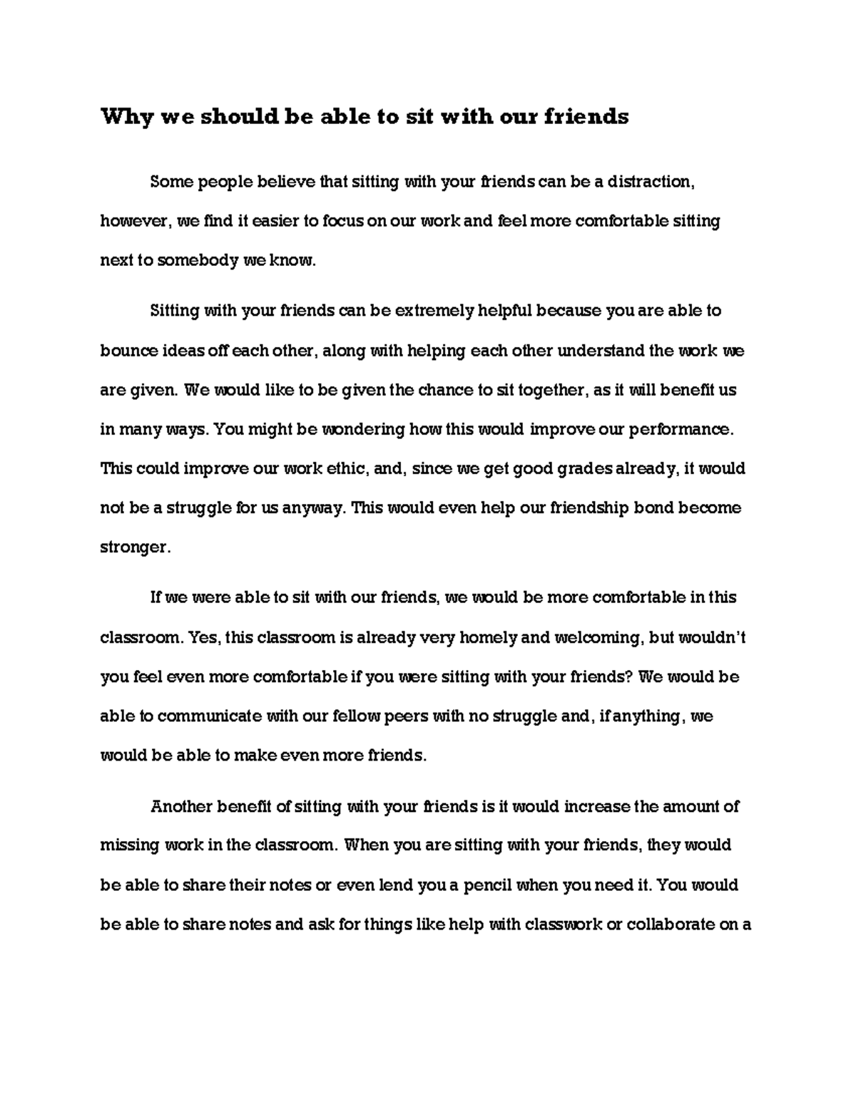 Why we should be able to sit with our friends - Sitting with your ...