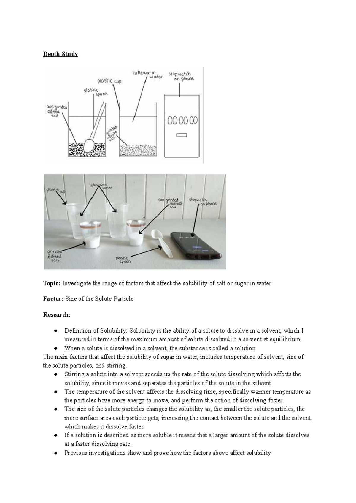Depth Study: Investigating the Effect of Solute Particle Size on Salt ...