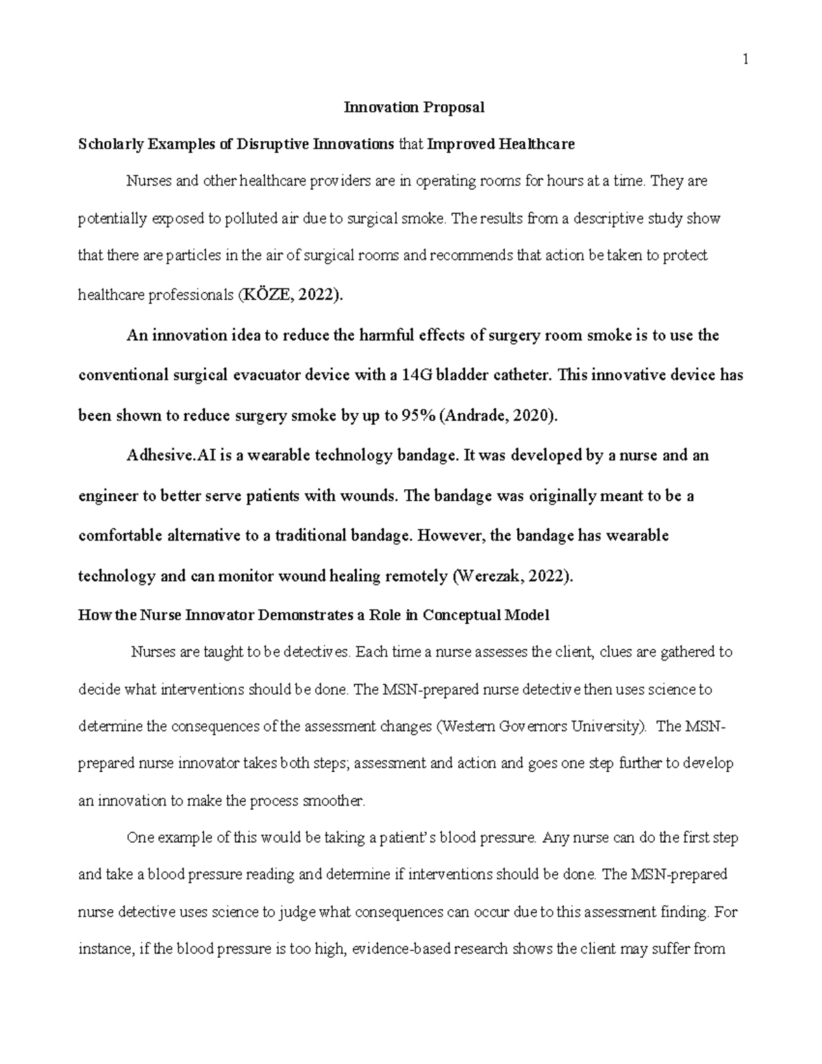 WGU D31 Innovation Proposal: Disruptive Innovations in Healthcare - Studocu