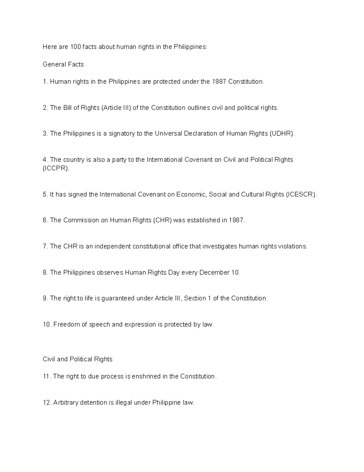 Here are 100 facts about human rights in the Philippines - Here are 100 ...
