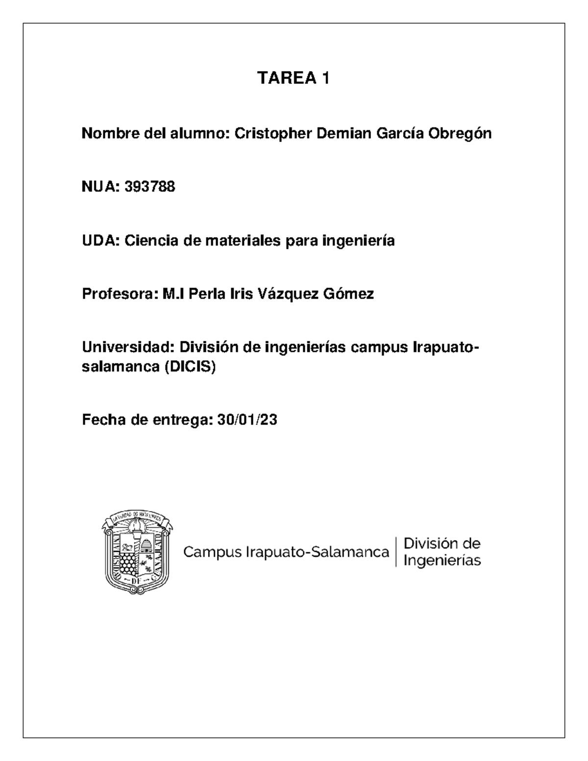 T1 Mat2 M2 Garcia Obregon Cristopher Demian - TAREA 1 Nombre del alumno ...