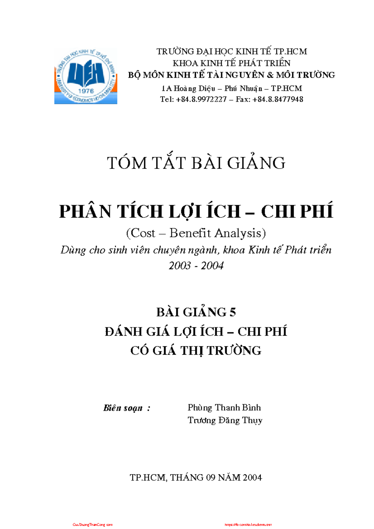 Phan-tich-chi-phi-loi-ich chuong-5 - [cuuduongthancong - TRÖÔØNG ÑAÏI ...