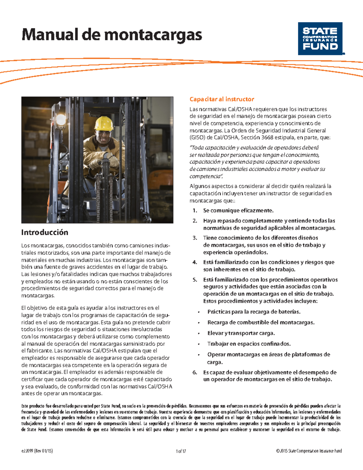 Manual de Montacargas: Capacitación y Seguridad Laboral (Cal/OSHA) - Studocu