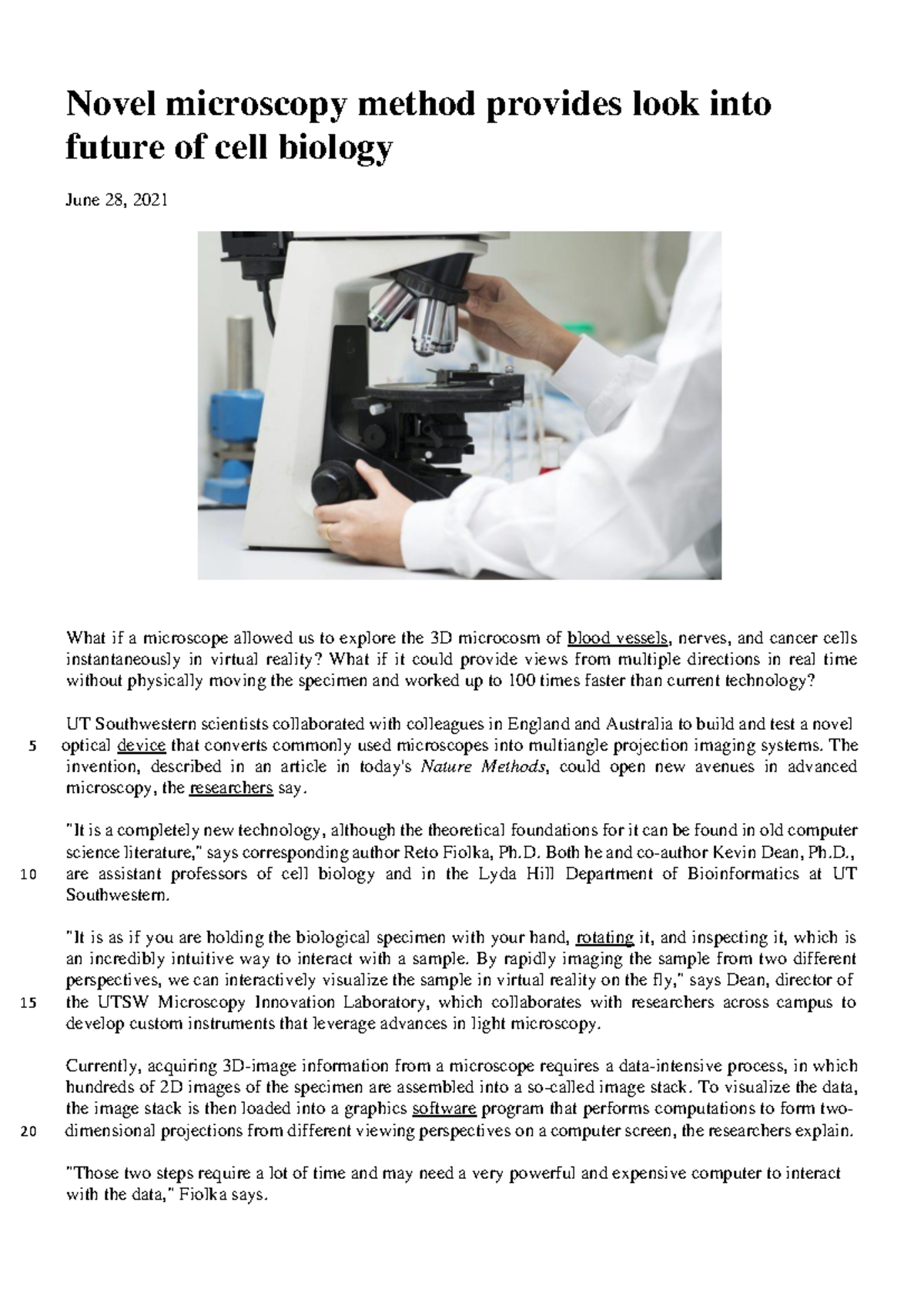 TD1 - Novel microscopy method - Novel microscopy method provides look ...
