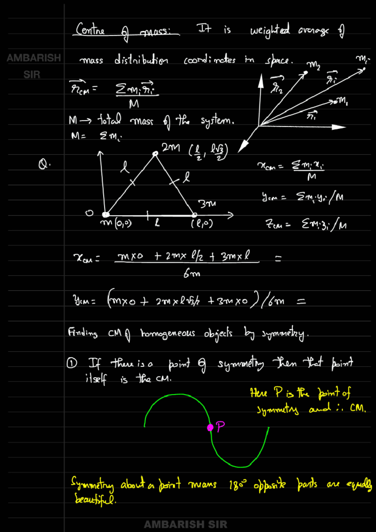 Centre of Mass Concepts and Calculations - PHYS 101 Lecture Notes - Studocu