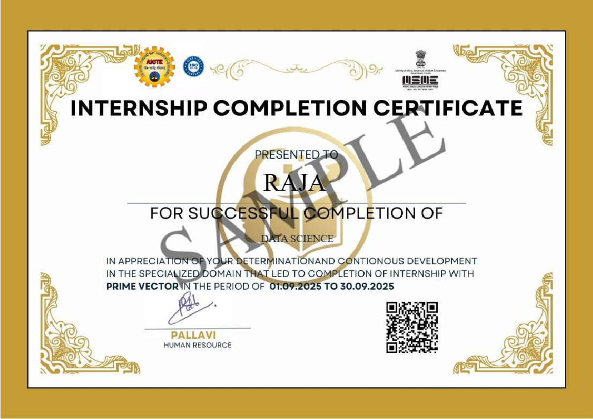 БА CERTIFIED ISO: Internship Completion Certificate for Data Science ...