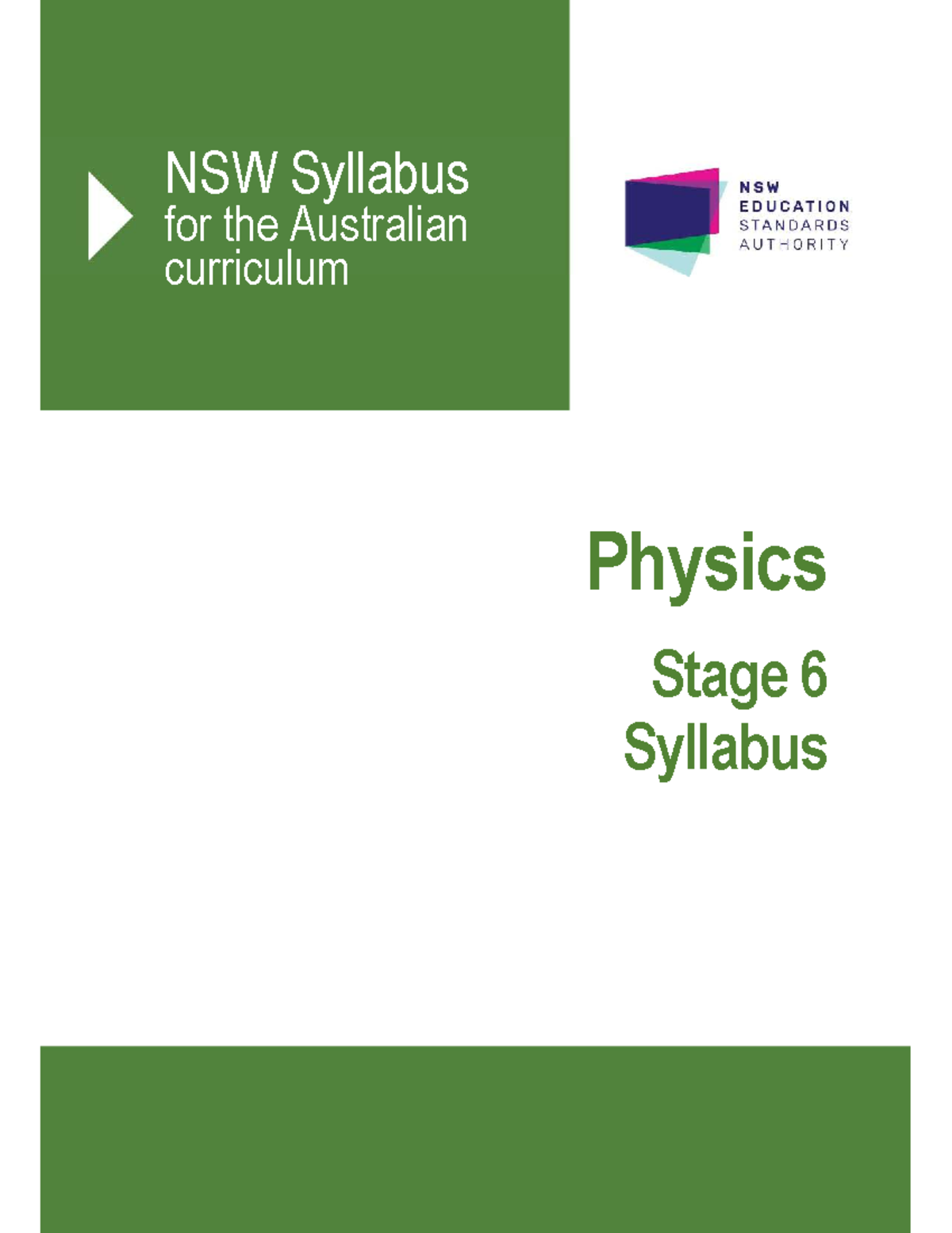 HSC Physics Stage 6 Syllabus 2017-2026 Overview and Guidelines - Studocu
