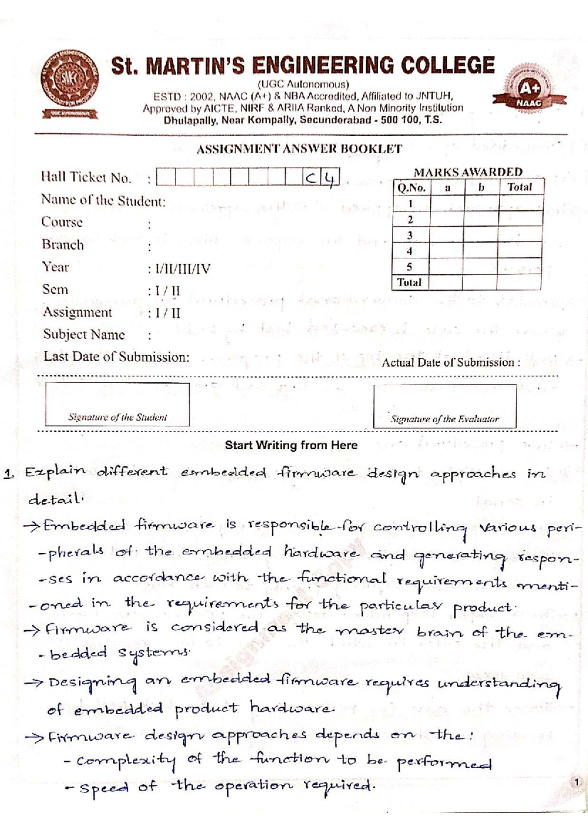 Embedded Systems Firmware Design Approaches - STM Assignment - Studocu