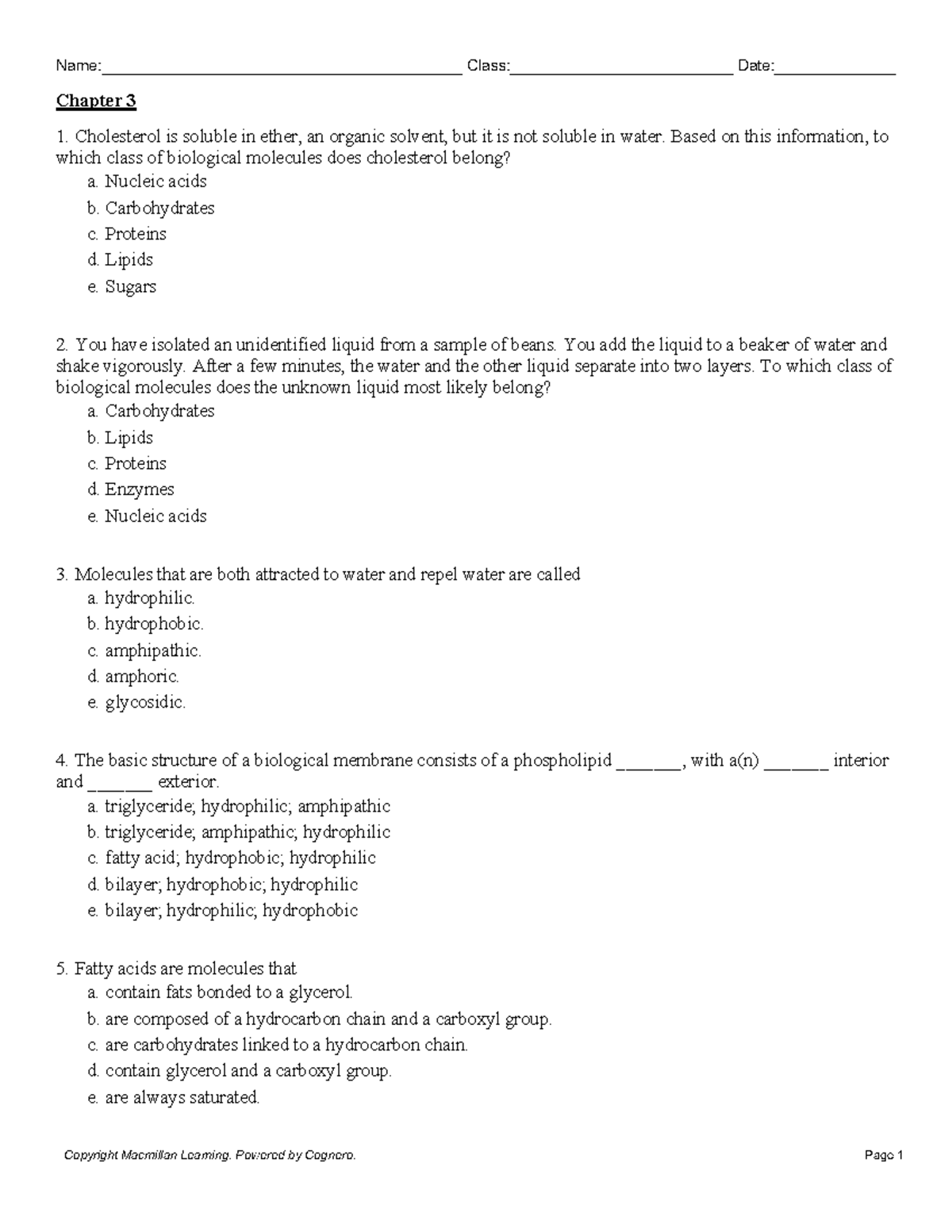 Biochemistry Chapter 3 Quiz Review for [Course Code] - Studocu