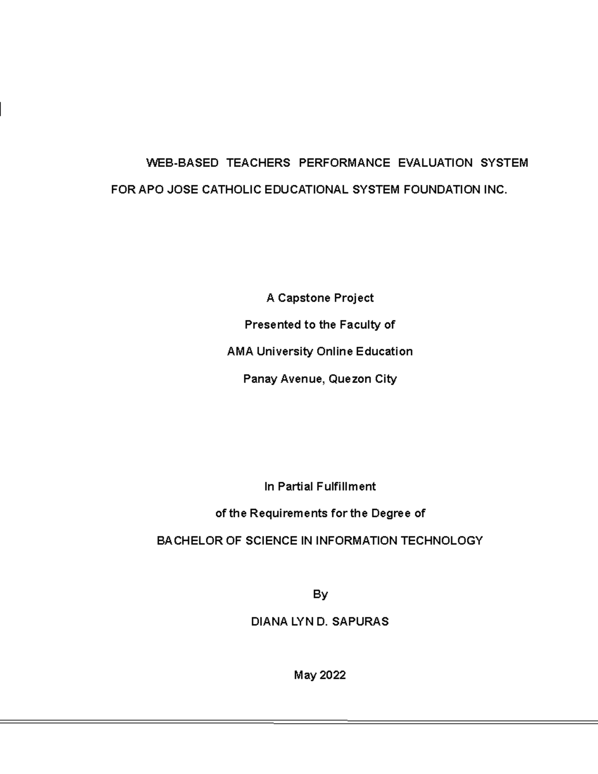 Web-Based Teachers Performance Evaluation System - IT CS Capstone ...