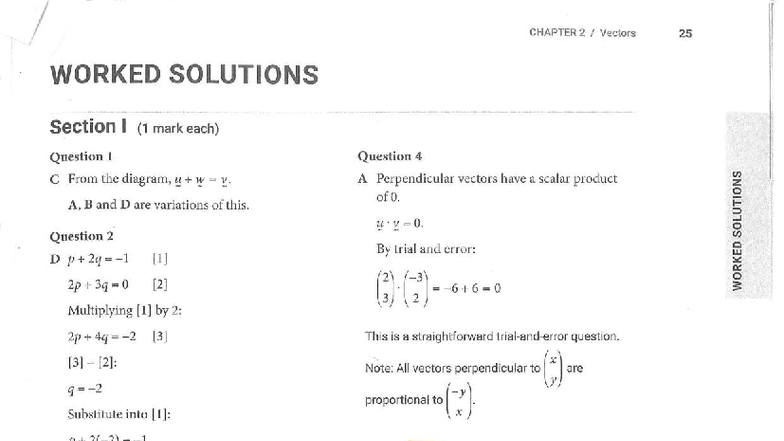 HSC YEAR 12 MATHEMATICS EXTENSION 1 Vectors Chapter 2 Solutions - Studocu