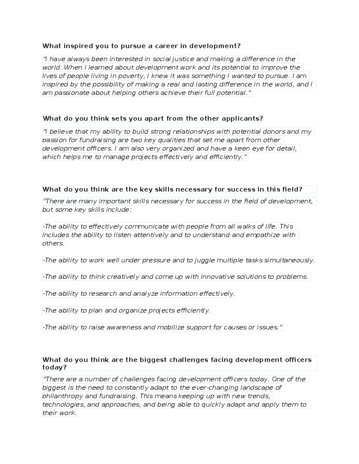 Development Career Insights: Key Skills & Strategies for Success - Studocu