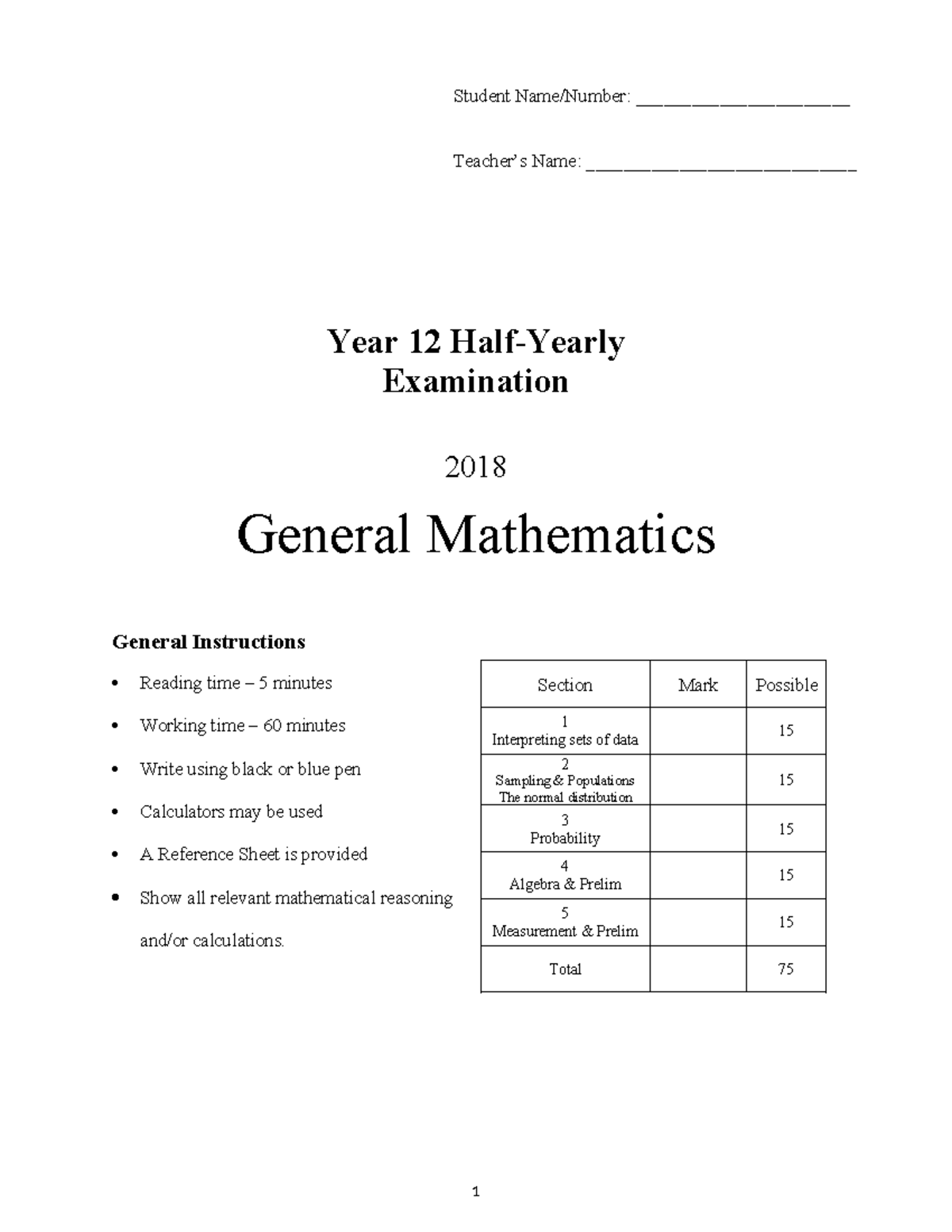 2018 Year 12 General Mathematics Final Exam Review Notes - Studocu