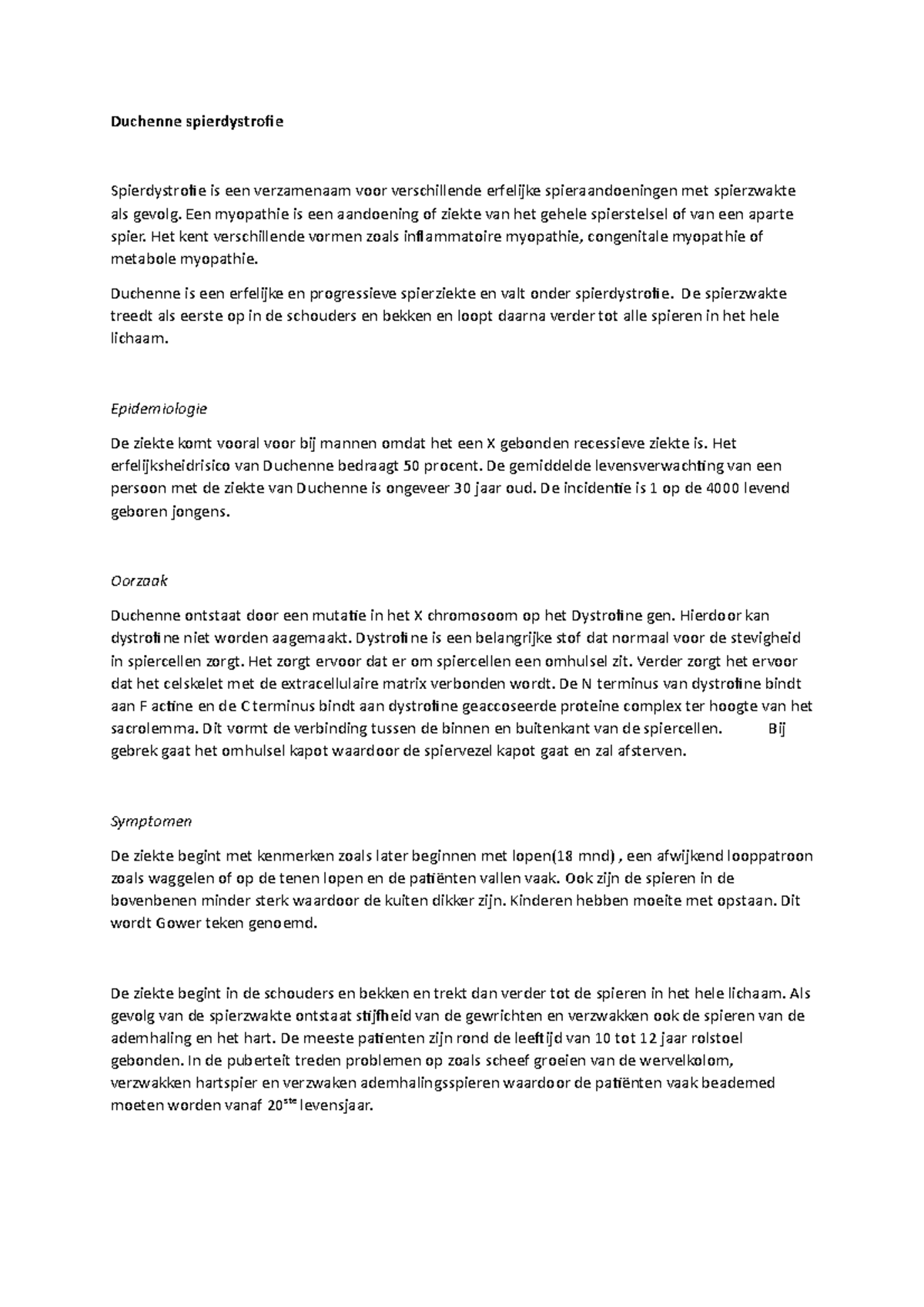 Duchenne Spierdystrofie en Cerebrale Ataxie: Een Overzicht - Studeersnel