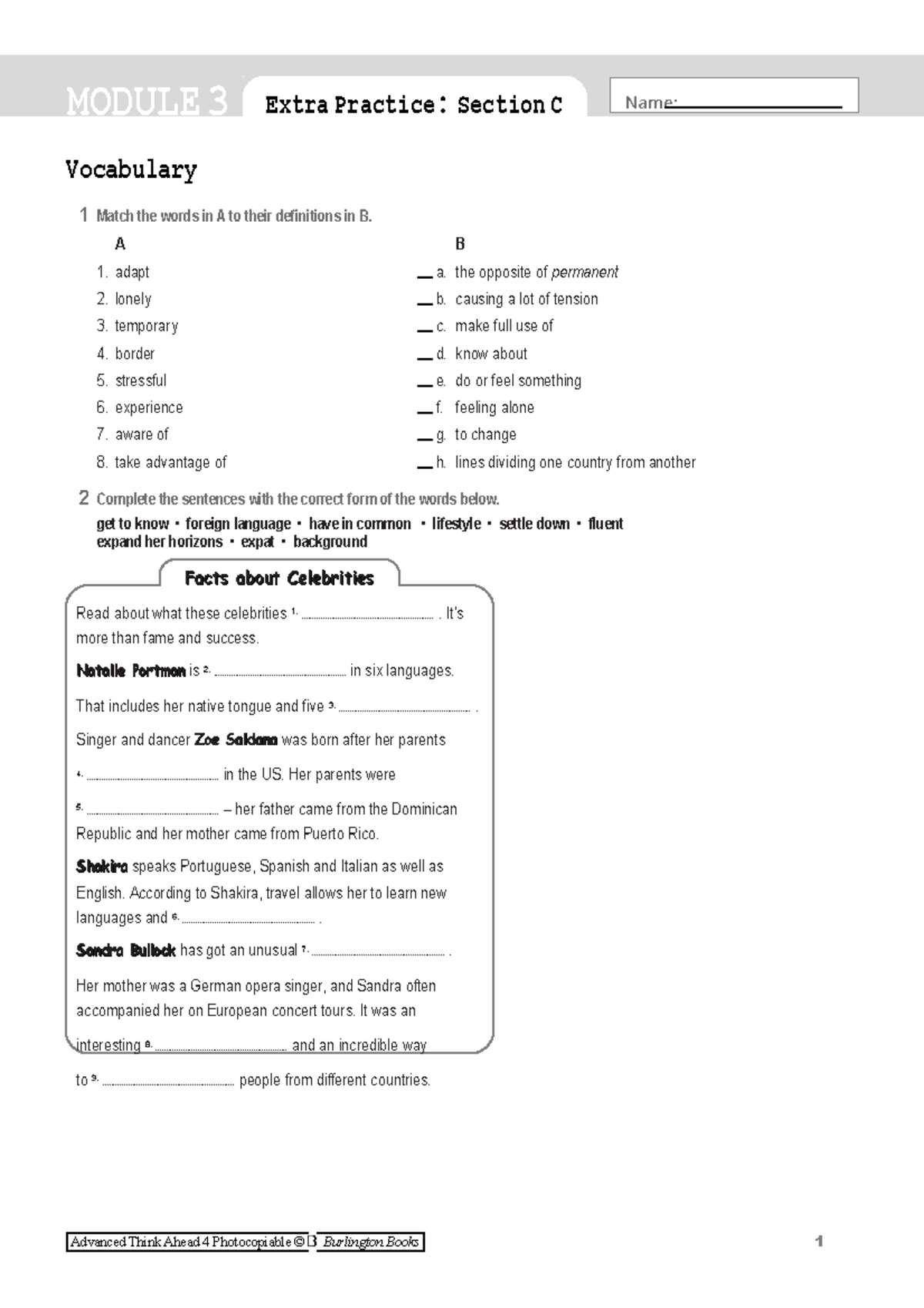 Advanced Think Ahead 4: Module 3C Extra Practice Guide - Studocu