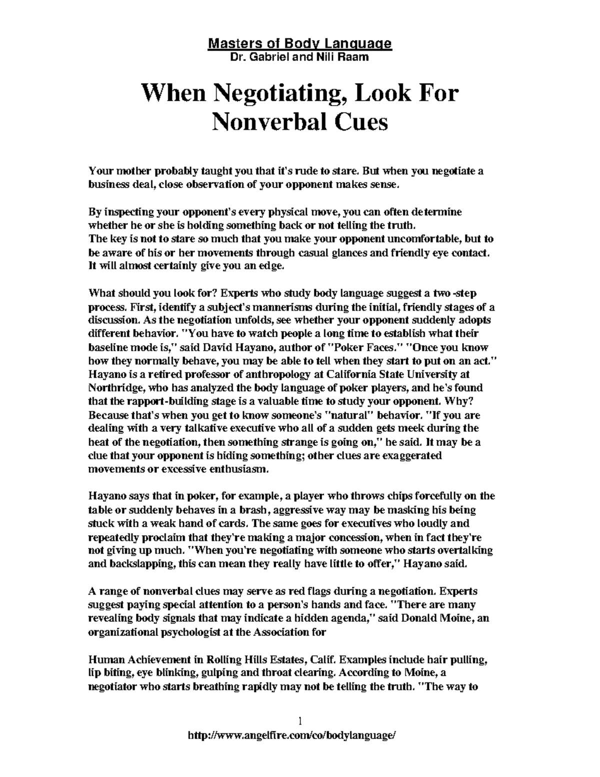 Masters of Body Language in Negotiation: Insights from Dr. Gabriel ...