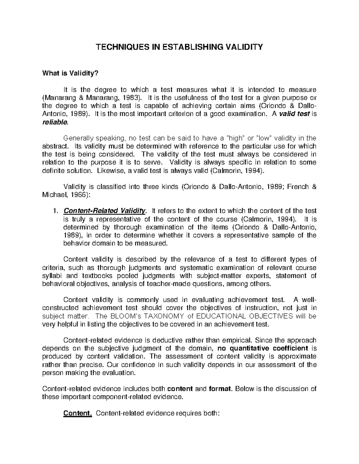 04A - Validity Techniques: Understanding Test Validity and Evidence ...