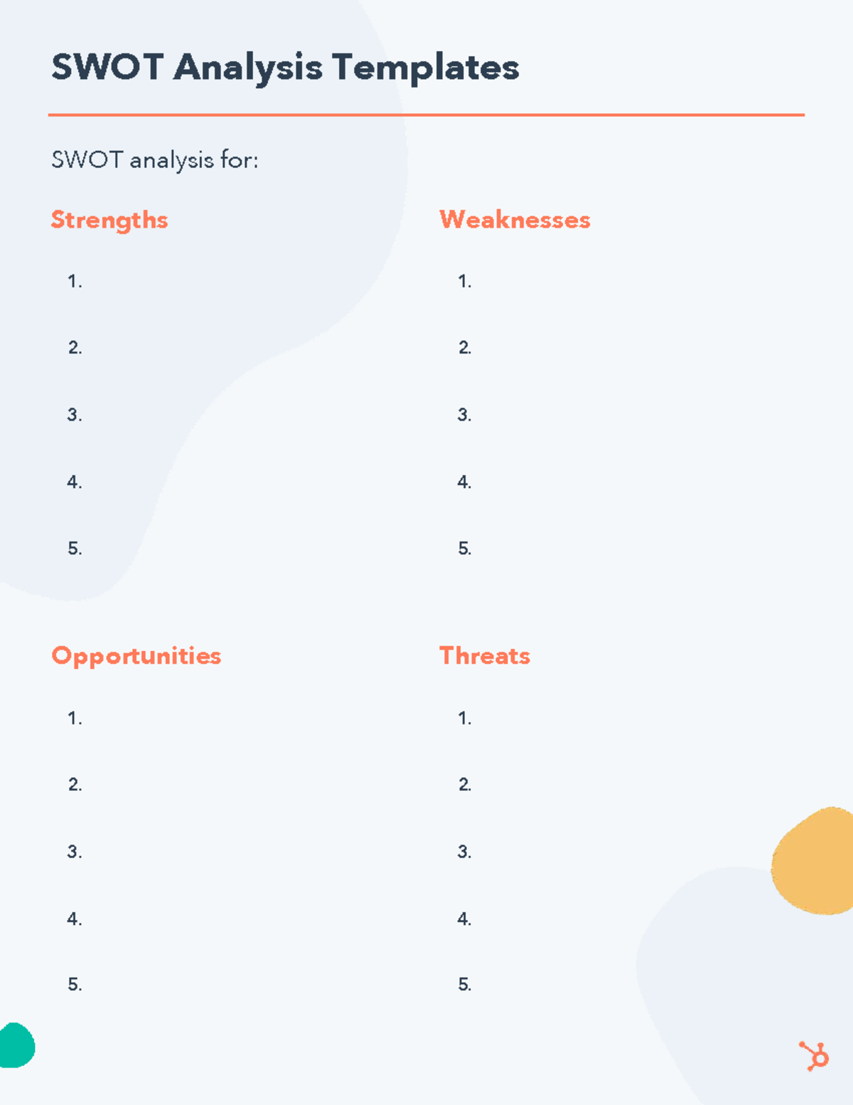 Fillable SWOT Analysis - PED 297 - 5. SWOT Analysis Templates Strengths ...