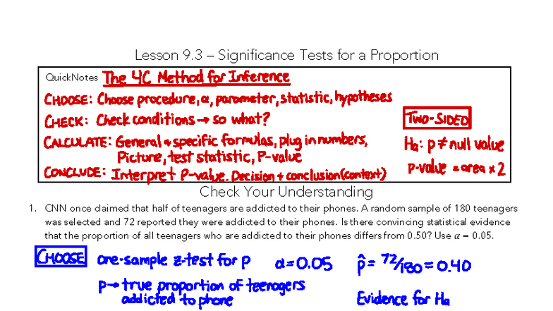 9.3 Lesson 9 Check Your Understanding: Proportion Significance Tests ...