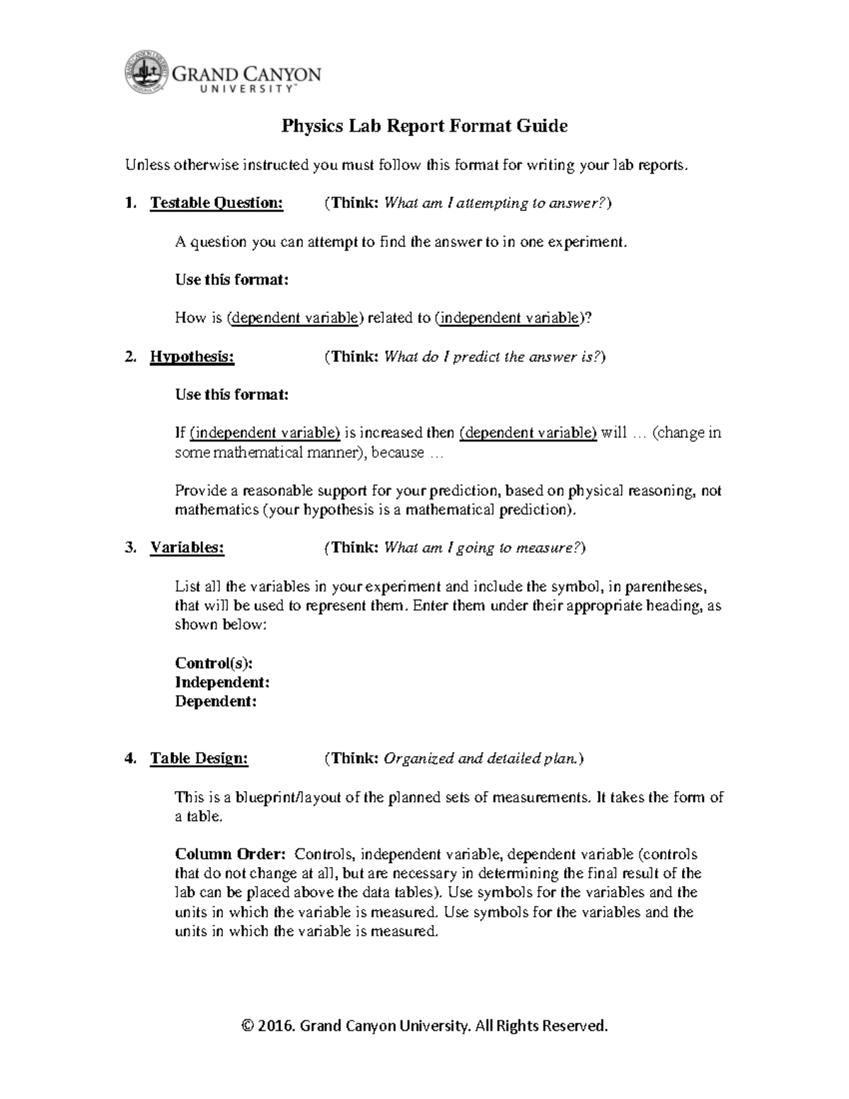 PHY-111 Lab Report Format Guide: Measurements & Structure - Studocu