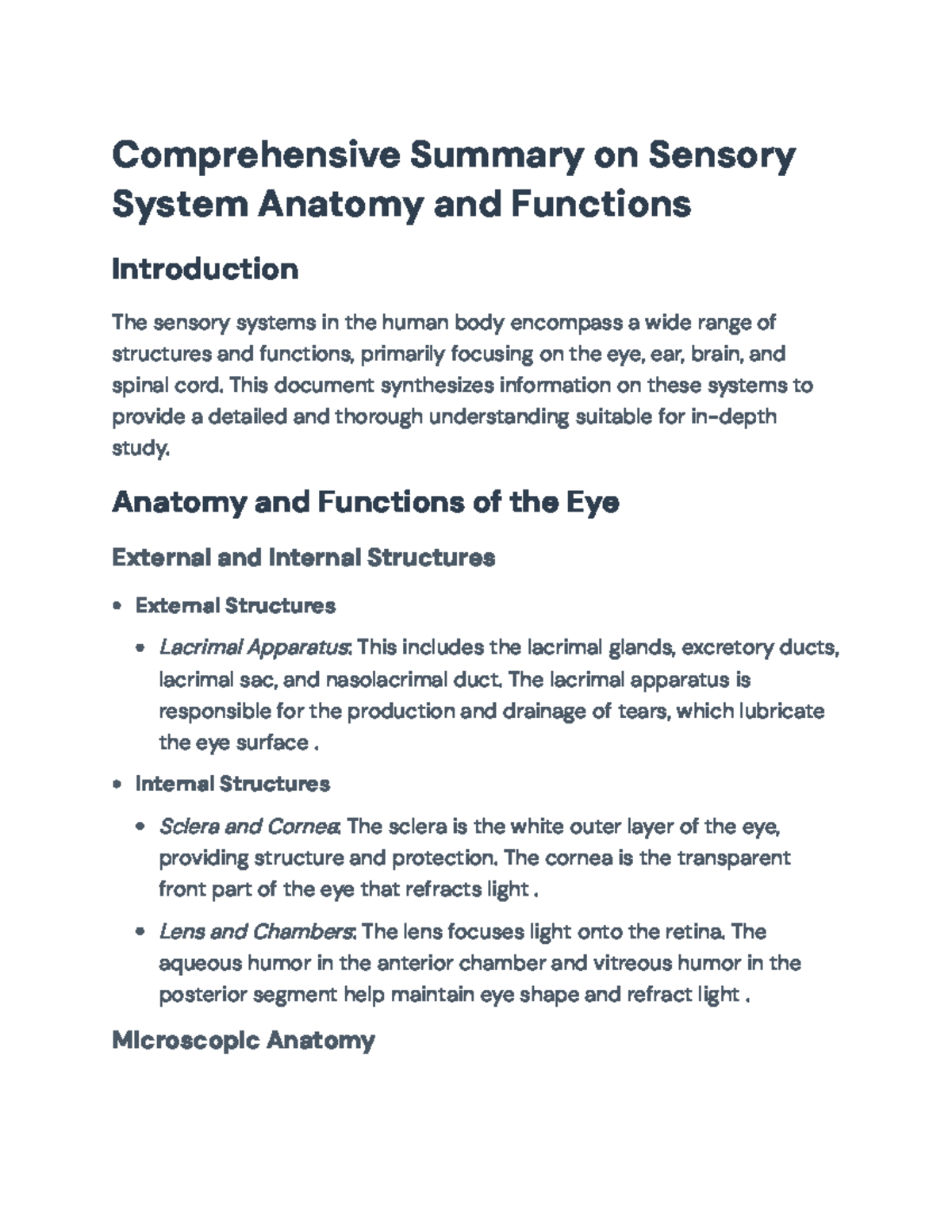 Comprehensive Overview of Sensory System Anatomy and Functions ...