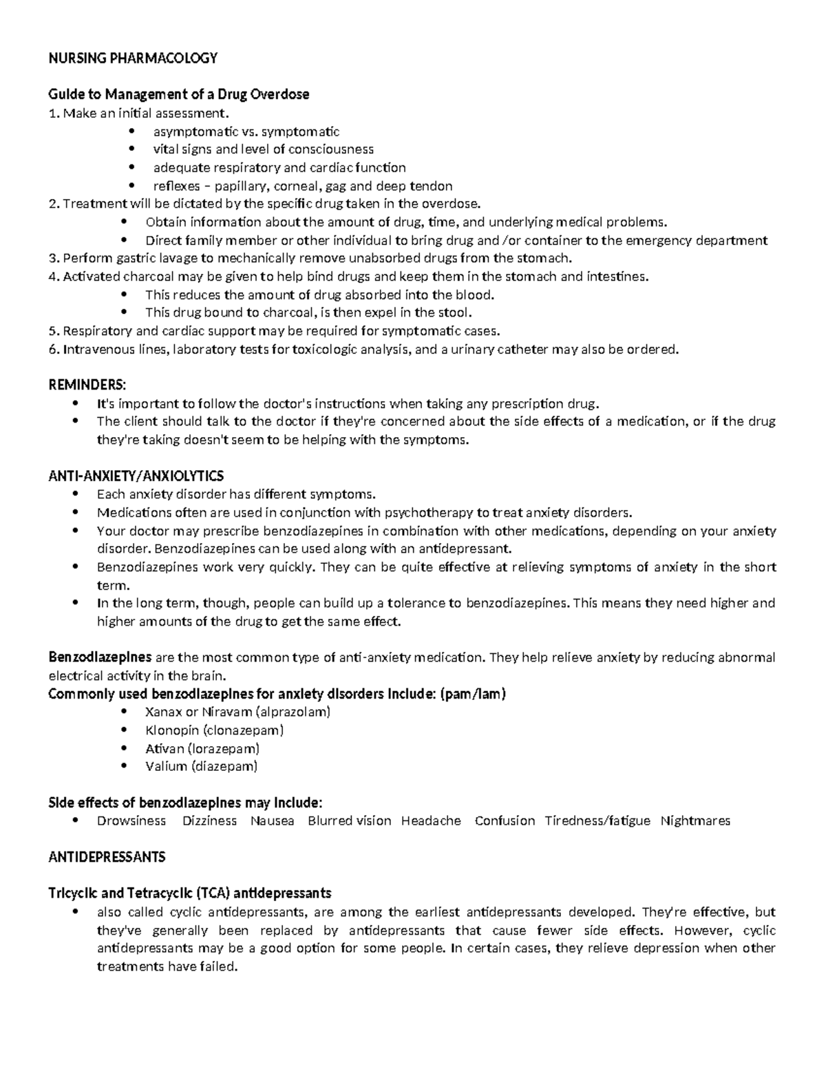 NURSING PHARMACOLOGY: Drug Overdose Management & Medication Overview ...