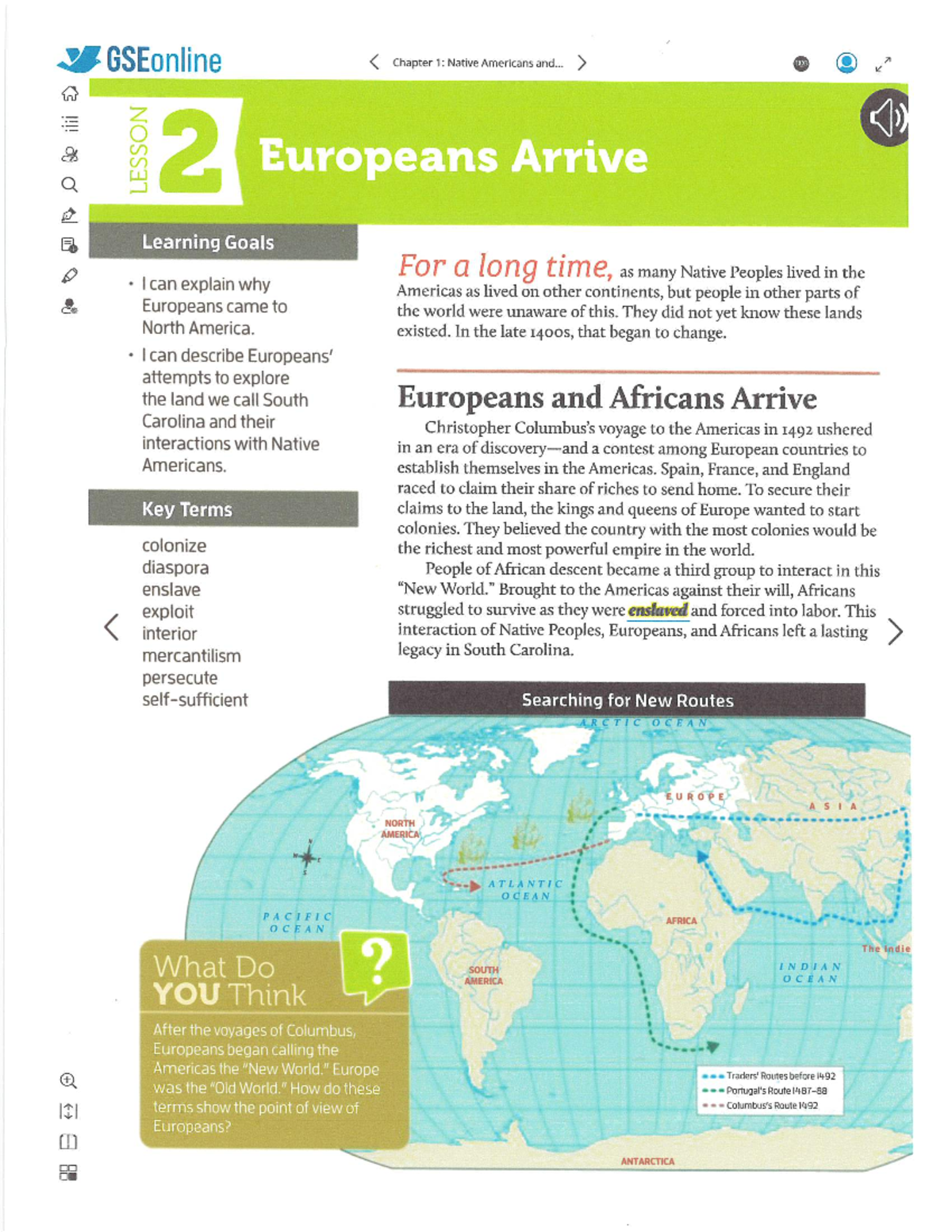 GSEonline Chapter 1: Native Americans & European Arrival Lesson ...