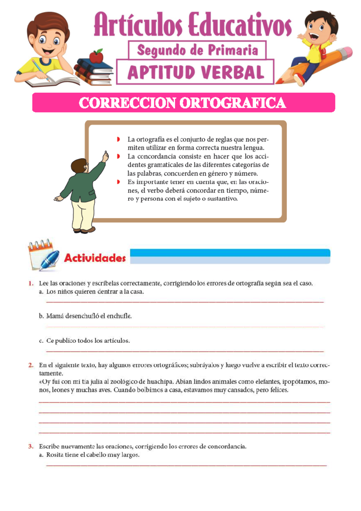 Fichas de Corrección Ortográfica para 2° de Primaria - Studocu